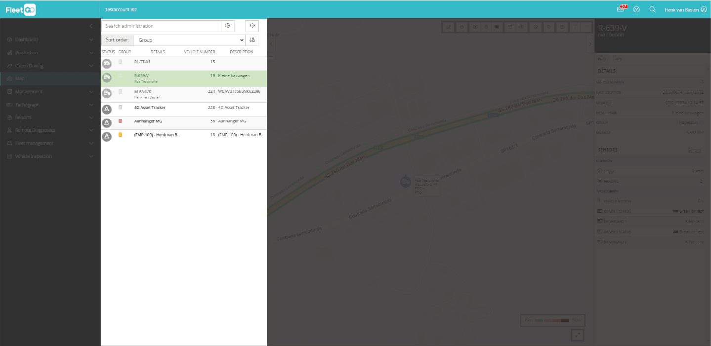 Functions on the map – FleetGO® Help Centre
