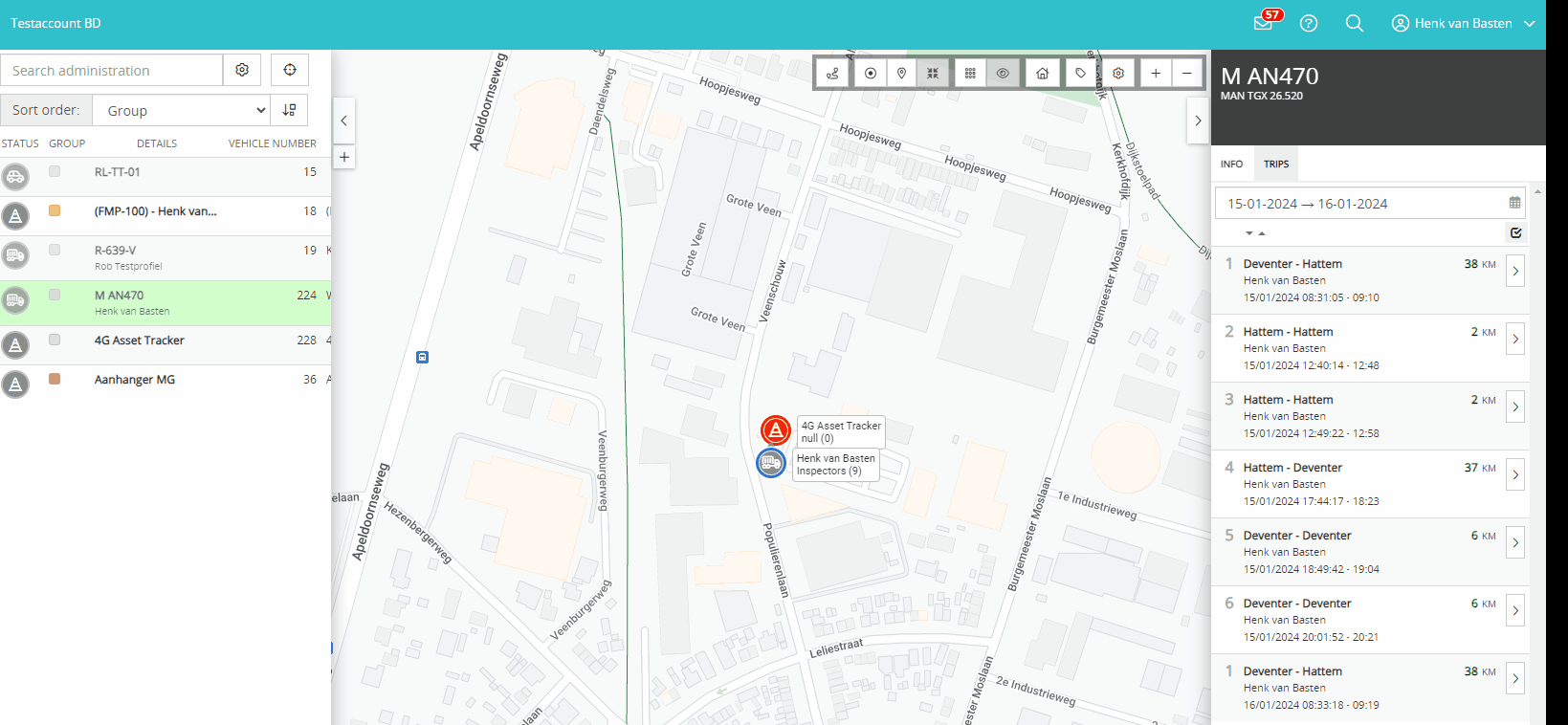 Functions on the map – FleetGO® Help Centre